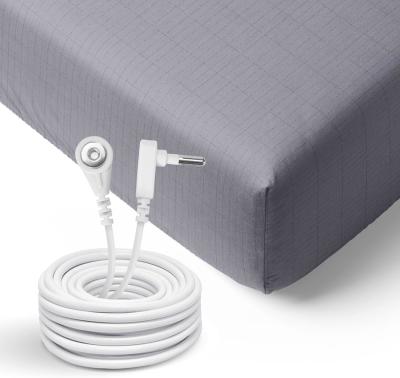 China Improving Sleep Earthing Grounding Sheets Customize Grounding Fitted Sheet Silver Fabric Bed Skirt Cotton 15ft Cord Grey Bed for sale