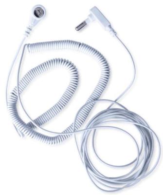 China 15ft White PU Conductive Grounding Earthing Cable 20ft Coil Cord with Black & White Connected Mat Sheet Safety Products for sale