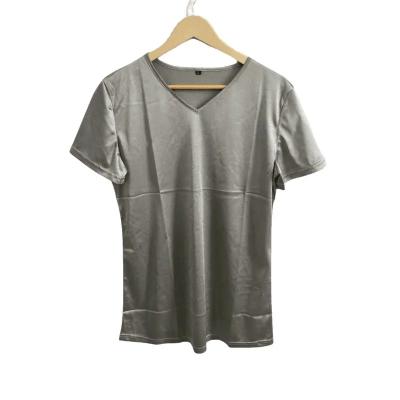 China Comfortable V-Neck EMF Protection T-Shirt Trendy Silver Fiber Safety Clothing Anti-Electromagnetic Radiation for sale