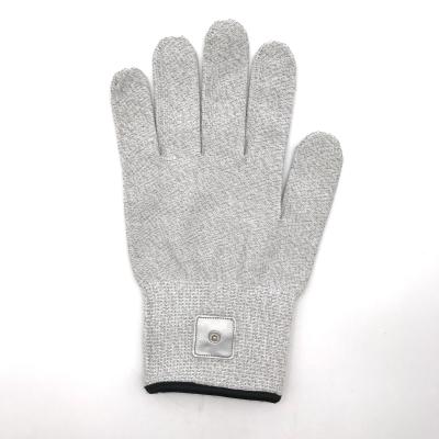 China Factory Wholesale Conductive Vibrating Massage Beauty Silver Fiber Thread Gloves Electrotherapy Compatible With TENS/EMS Machine for sale