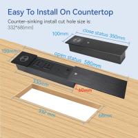 China Sliding Desktop Conference Table Electrical Sockets 15W Qi UKCA Certificated for sale