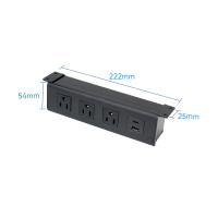 China 222mm Mount Surge Protector Under Desk Power Outlet QC 3.0 USB for sale