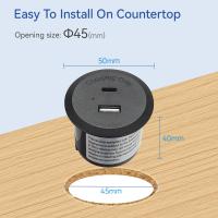 China ETL FCC Recessed USB Port 20Watt QC3.0 Charger For Desktop 45mm for sale