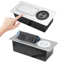 China Hidden Pop Up Socket 15W QI Charger Desk Mounted Power And Data Sockets for sale