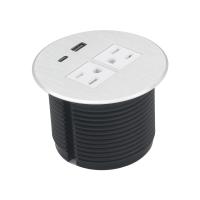 China 30W Circular Desk Power Grommet Outlet USB Charging Customized for sale