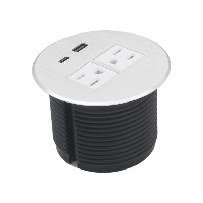 China 30W Circular Desk Power Grommet Outlet USB Charging Customized for sale