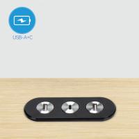 China Oval Recessed USB Charger Power Grommet 2USBA 1USBC 20W Output for sale