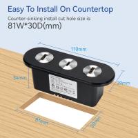 China Oval Recessed USB Charger Power Grommet 2USBA 1USBC 20W Output for sale