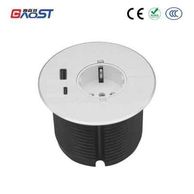 China German Schuko Desk Power Grommet Electrical Socket With PD 20W 80mm For Office Furniture for sale