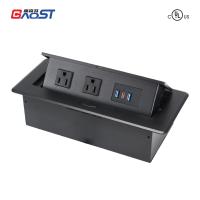China Rectractable Tabletop Pop Up Floor Outlet Desk Socket Box UL Certified for sale