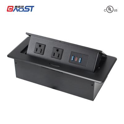 China Rectractable Tabletop Pop Up Floor Outlet Desk Socket Box UL Certified for sale