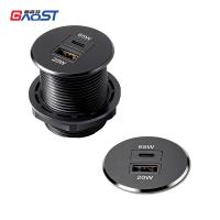 China 65W Dual Recessed USB Charger Port Aluminum Alloy Housing For Sofa Furniture Integration for sale