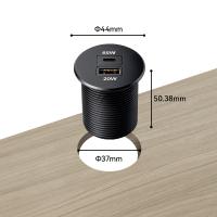 China 65W Dual Recessed USB Charger Port Aluminum Alloy Housing For Sofa Furniture Integration for sale