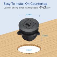 China Furniture Recessed USB C Power Grommet Charger 20W Output for sale