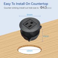 China Single One Round Recessed USB Charger Power Desk Grommet Outlet 45mm Black for sale