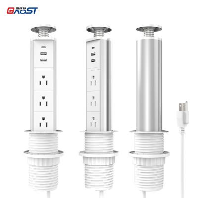 China Desktop Pop Up Hidden Retractable Power Socket For Worktop Workstations for sale