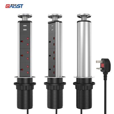 China Countertop Pop Up Retractable Power Socket Mains Plug 60mm Hole for sale