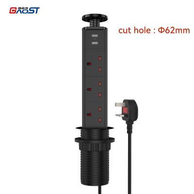China 62mm USB C Electrical Hidden Retractable Power Socket UK Outlets for sale