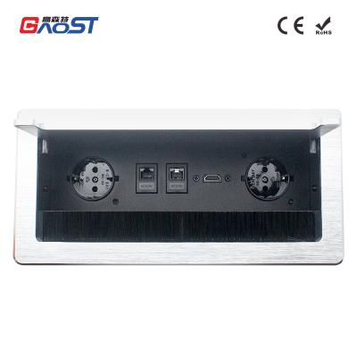 China Multimedia Flip Up Conference Electrical Socket Embedded Desk Mounted Custom for sale