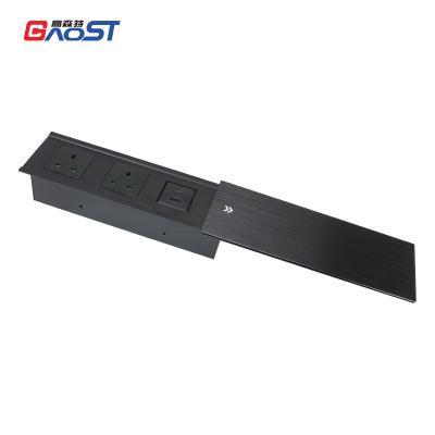China Boss Tabletop Sliding Socket UK Desk Mounted Power Outlet For Workstation for sale