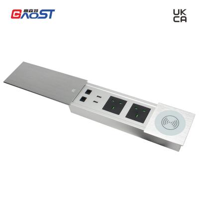 China Modern Sliding Socket UK Outlets Integrated LAN HDMI Ports In Desk Power Outlet for sale