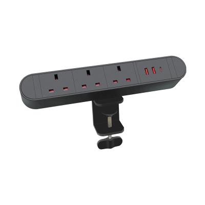 China Portable Surge Protector Desk Mount Desktop Clamp Power Outlet 20W USB for sale
