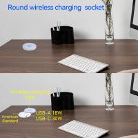 China Recessed Desktop Power Strip with Wireless Charging Pad and Rotating Cover Black White for sale