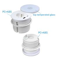 China 125V 12A Desk Power Grommet Type E AC Outlet Glass cover for sale