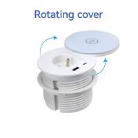 China 125V 12A Desk Power Grommet Type E AC Outlet Glass cover for sale