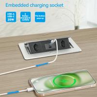 China Embedded Conference Table Power Strip with PD 20W USB Charging and Switzland Type J Socket in Alloy Face Plate for sale