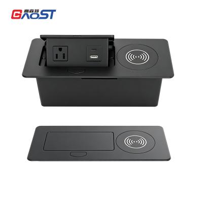 China 20W USB Charger Pop Up Socket Box with Type J Switzerland Outlet and Alloy Faceplate for Desks and Conference Tables for sale