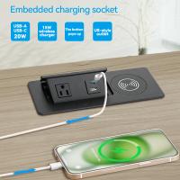 China 20W USB Charger Pop Up Socket Box with Type J Switzerland Outlet and Alloy Faceplate for Desks and Conference Tables for sale