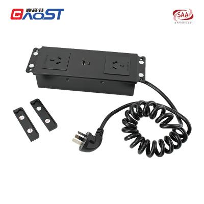 China Flush Mount Desk Power Strip with 2 AU Outlets 20W USB C SAA Approved Alloy Material V0 Flame for sale
