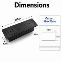 China Flush Mount Desk Power Strip with 2 AU Outlets 20W USB C SAA Approved Alloy Material V0 Flame for sale