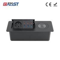 China Premium Desktop Pop Up Power Station with Aluminum Panel Schuko Socket Multi Port USB Fast Charge and 15W Wireless Charging Pad for sale