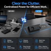China Premium Desktop Pop Up Power Station with Aluminum Panel Schuko Socket Multi Port USB Fast Charge and 15W Wireless Charging Pad for sale