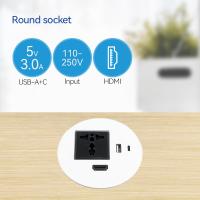 China 20W QC3.0 Charger Desk Power Grommet with Alloy Faceplate and 90mm Hole Size for Office Tables for sale