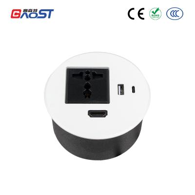 China 20W QC3.0 Charger Desk Power Grommet with Alloy Faceplate and 90mm Hole Size for Office Tables for sale