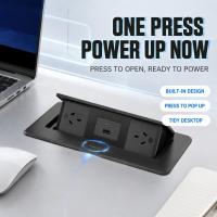 China Pop Up Socket Box with 2 GPO and 20W USB Charge Alloy Faceplate Steel Base Recessed Power Outlet for Office and Home for sale
