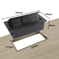 China Pop Up Socket Box with 2 GPO and 20W USB Charge Alloy Faceplate Steel Base Recessed Power Outlet for Office and Home for sale