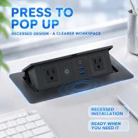 China Compact Desk Mount Power Outlet Box with 20W PD Charge 3 Ports and Damped Spring Structure UL CUL Certificated for sale