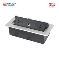 China Recessed Pop Up Socket Box with 2 GPO + 1 HDMI Alloy Faceplate and Damped Spring Structure for Office Desk for sale