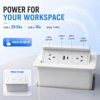 China Pop Up Desk Power Outlet with 15W Wireless Charger and 20W USB Fast Charging SAA Certified for sale