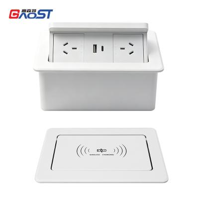 China Pop Up Desk Power Outlet with 15W Wireless Charger and 20W USB Fast Charging SAA Certified for sale