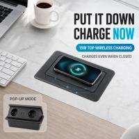 China Pop Up Desk Power Socket with 20W Fast Charging 15W Wireless Charging and V0 Fireproof Plastic for sale