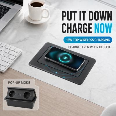 China Pop Up Desk Power Socket with 20W Fast Charging 15W Wireless Charging and V0 Fireproof Plastic for sale