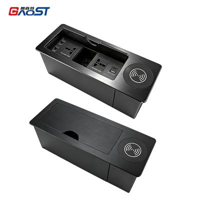 China Conference AV Cubby Box with 65W PD Fast Charging 15W Qi Wireless Charging and 2 RJ45 Network Ports for sale