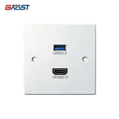 China Single Gang Recessed Wall Box with 4K HDMI USB 3.0 and Alloy Face Plate for Home Theater and Office Networking for sale
