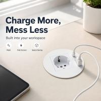 China Desk Power Grommet with 20W Fast Charge Schuko Power Socket and ABS Material Recessed Power Outlet for sale