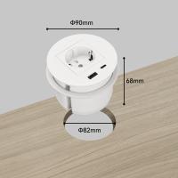 China Desk Power Grommet with 20W Fast Charge Schuko Power Socket and ABS Material Recessed Power Outlet for sale